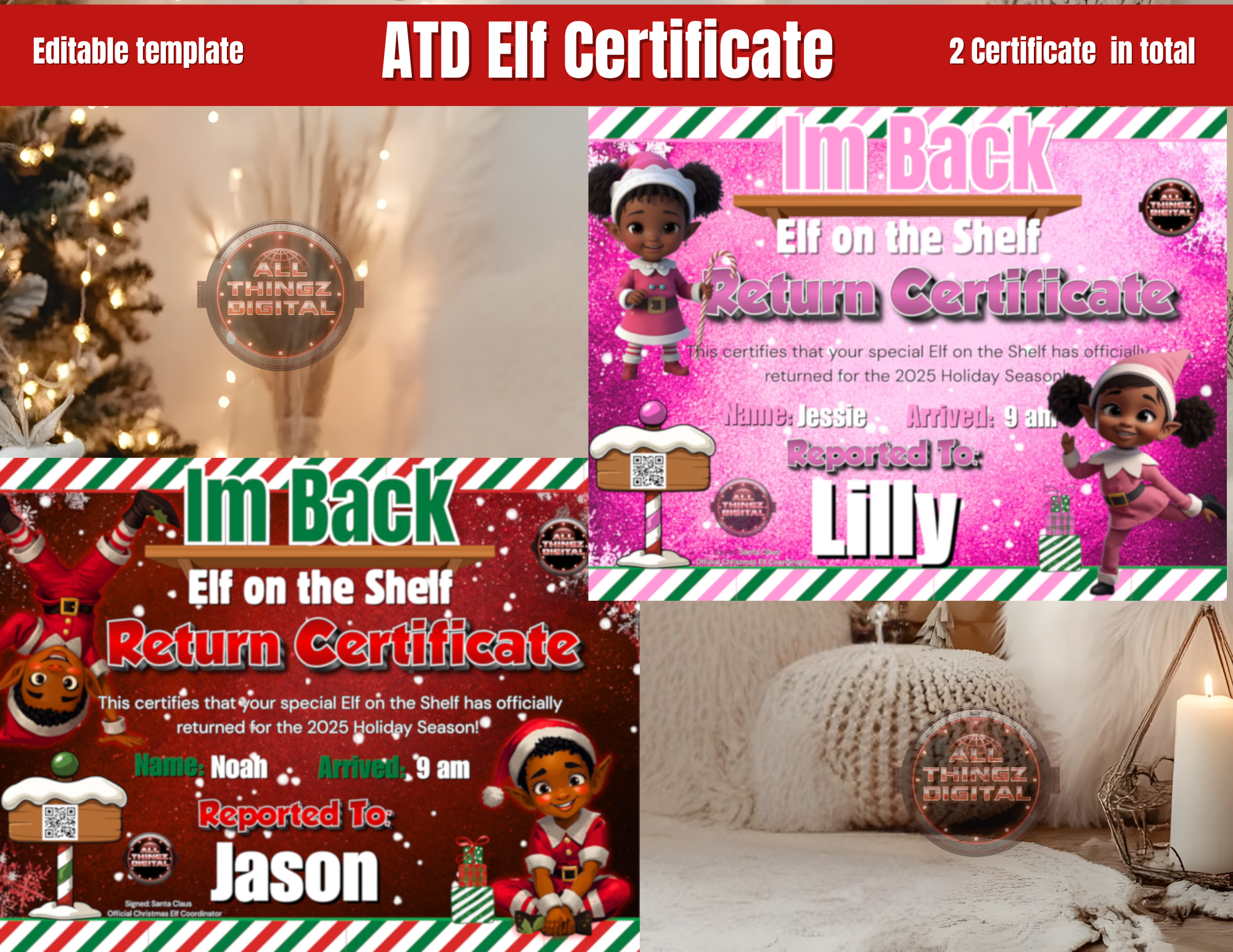 ATD Elf Certificate – Editable Canva Template – Princess Layla Boutique